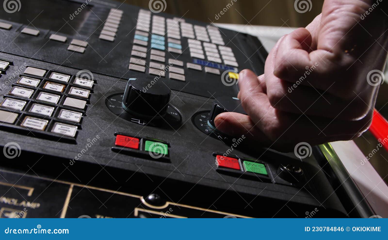 Engineer Hand Turns Round Handles on Control Panel at Plant Stock ...
