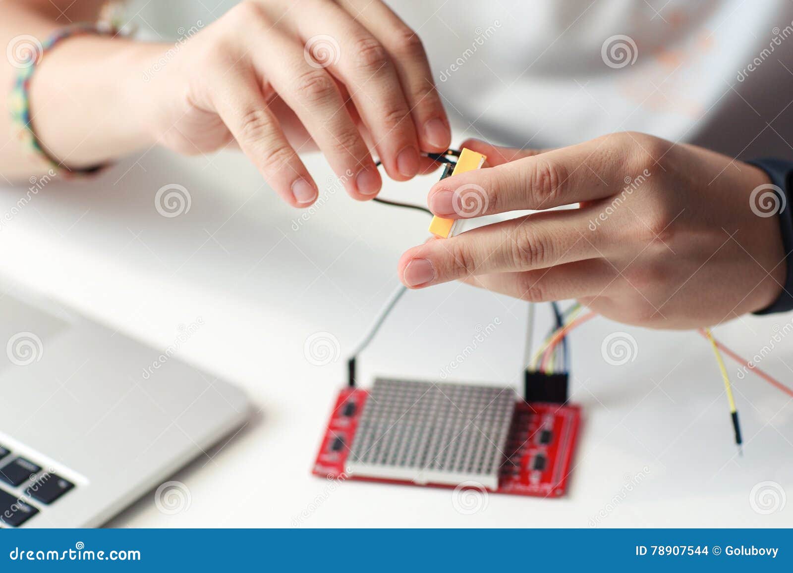 Engineer Hands Connecting Electronic Components Stock Photo - Image of ...