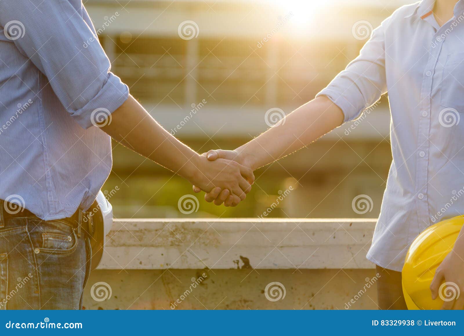 Engineer Handshake on Evening Sunlight Stock Photo - Image of concept ...