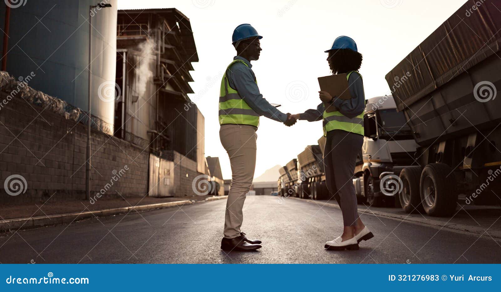 Engineer, Handshake and People at Construction Site for Welcome ...