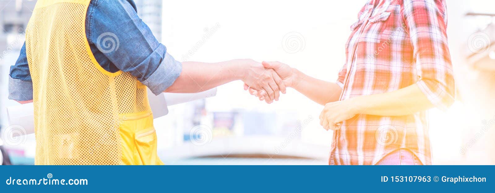 Engineer Handshake with Worker, Project Building Stock Image - Image of ...