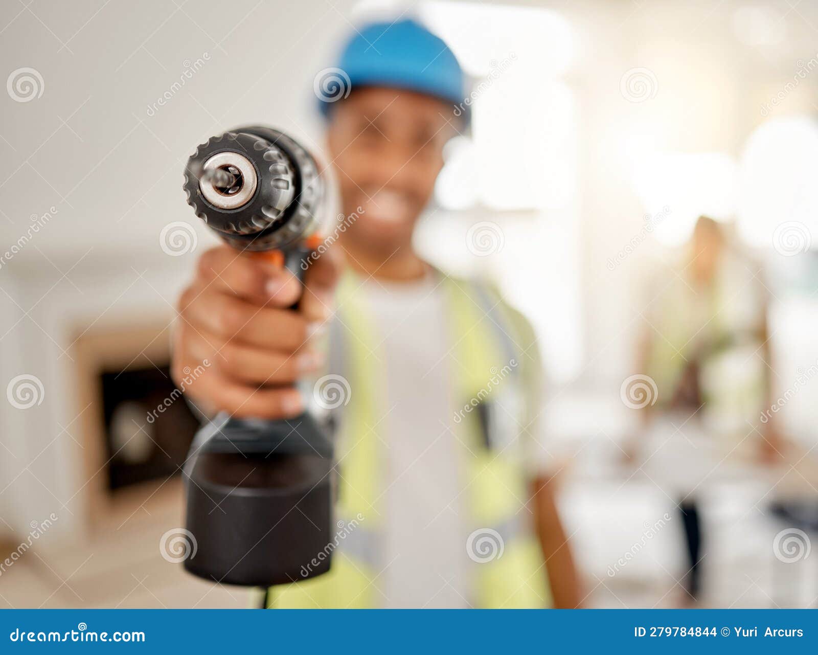 Engineer, Handyman and Drill in Hand of a Man for Maintenance or ...