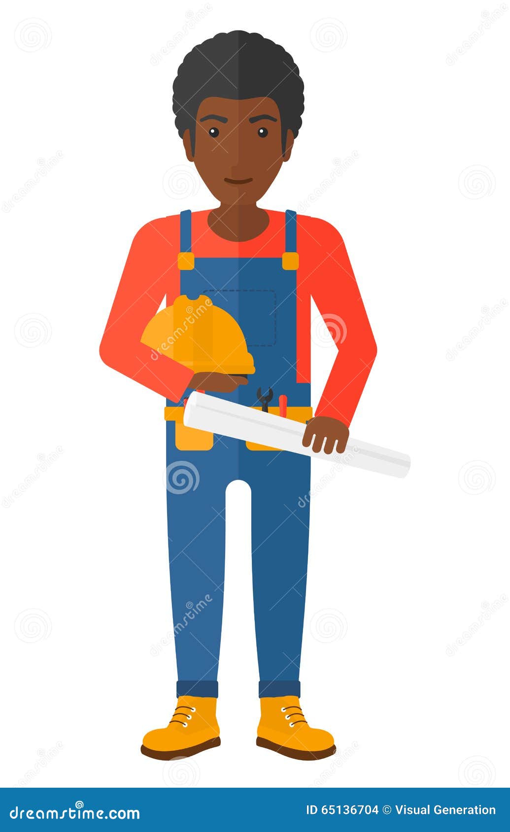 Engineer with Hard Hat and Blueprint Stock Vector - Illustration of ...