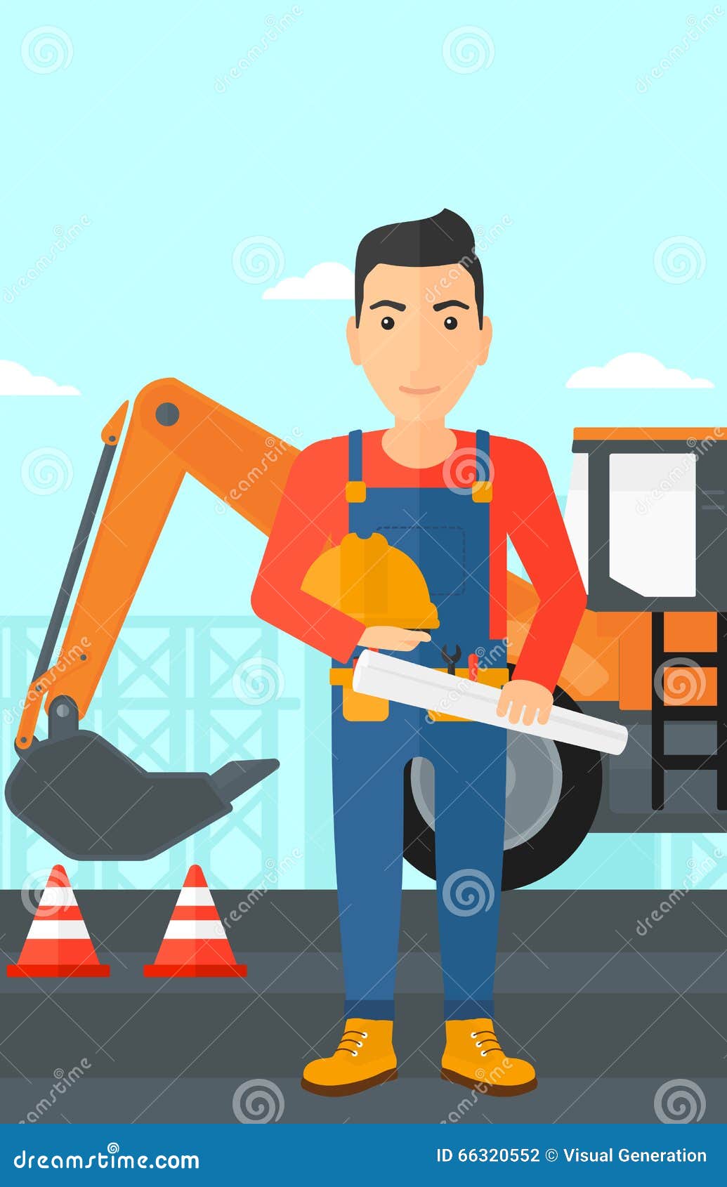 Blueprint Of Excavator On White Background. Top, Side And Front View ...