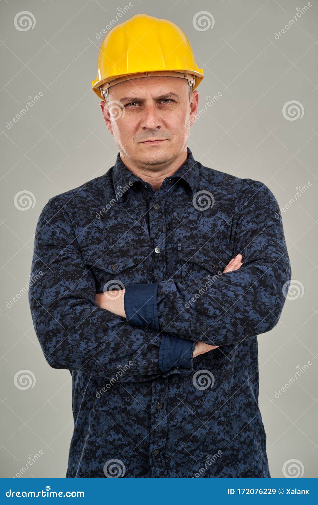 Engineer in Hard Hat Frowning Stock Image - Image of foreman, builder ...