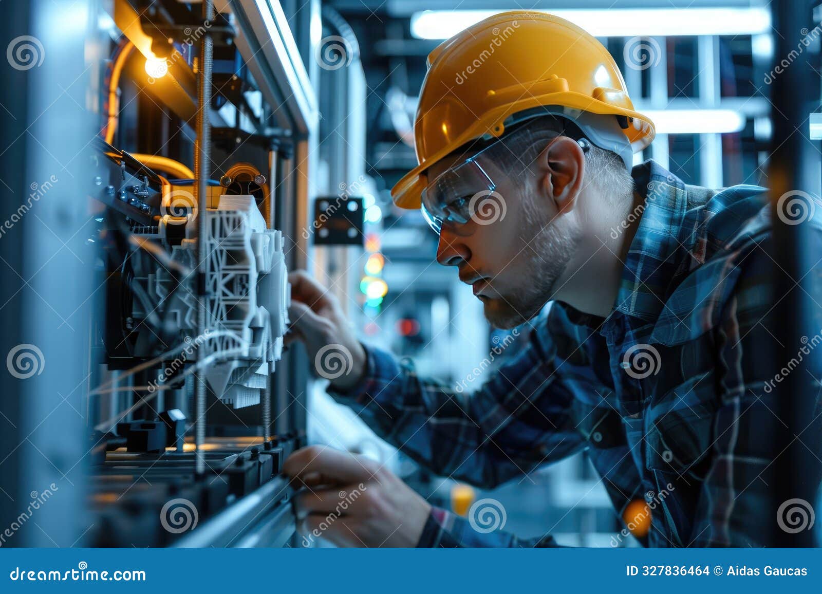 Engineer Printing Detail On 3d Printer, Using Revolutionary Technology ...