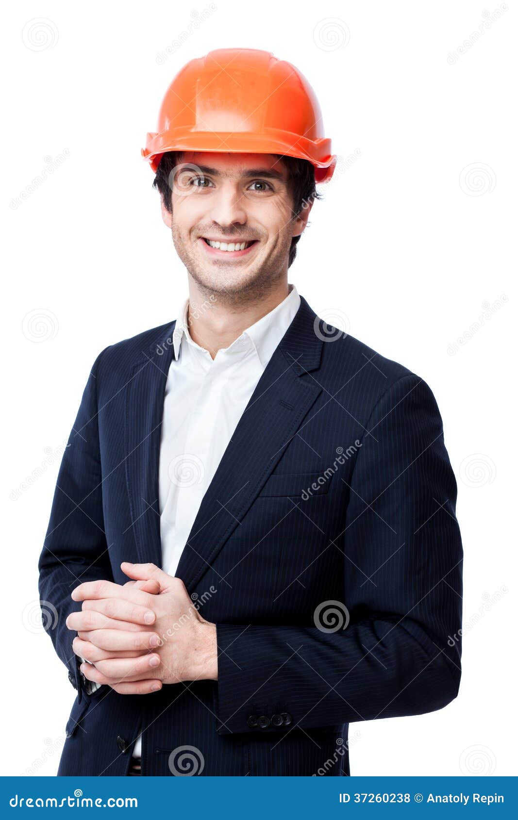Engineer in Hard Hat Isolated on White Stock Photo - Image of male ...