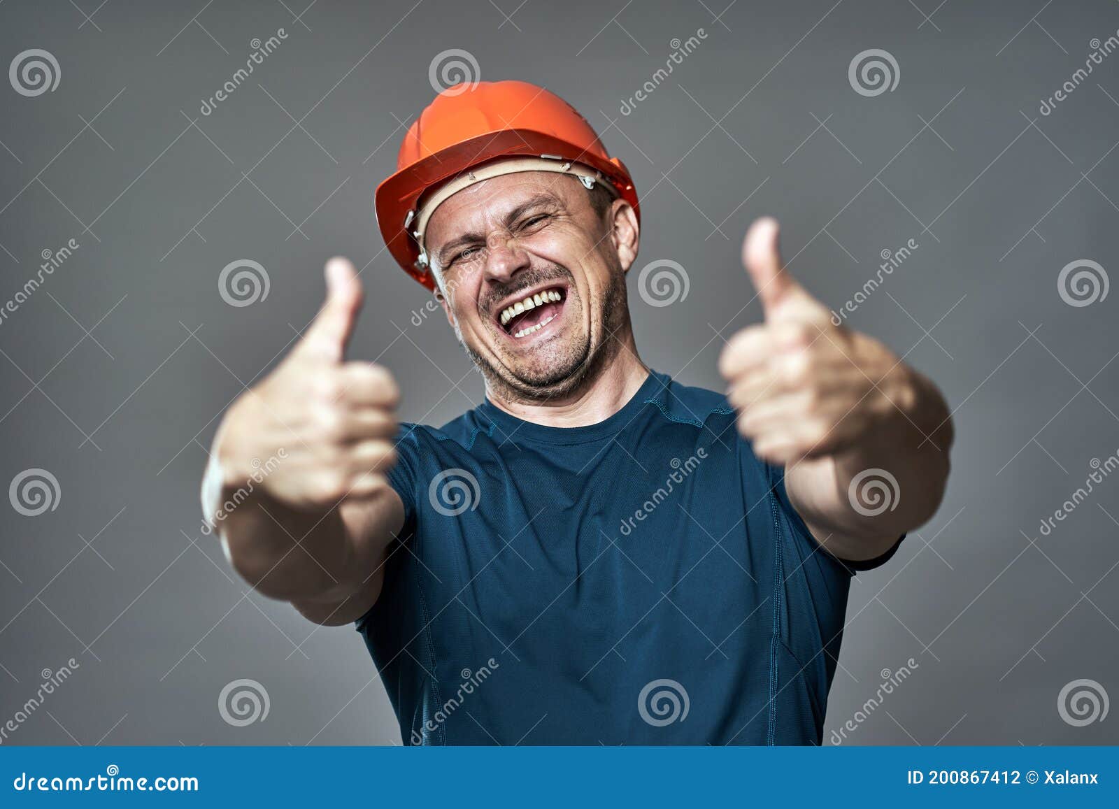 Engineer in Hard Hat Thumbs Up Stock Photo - Image of person, confident ...