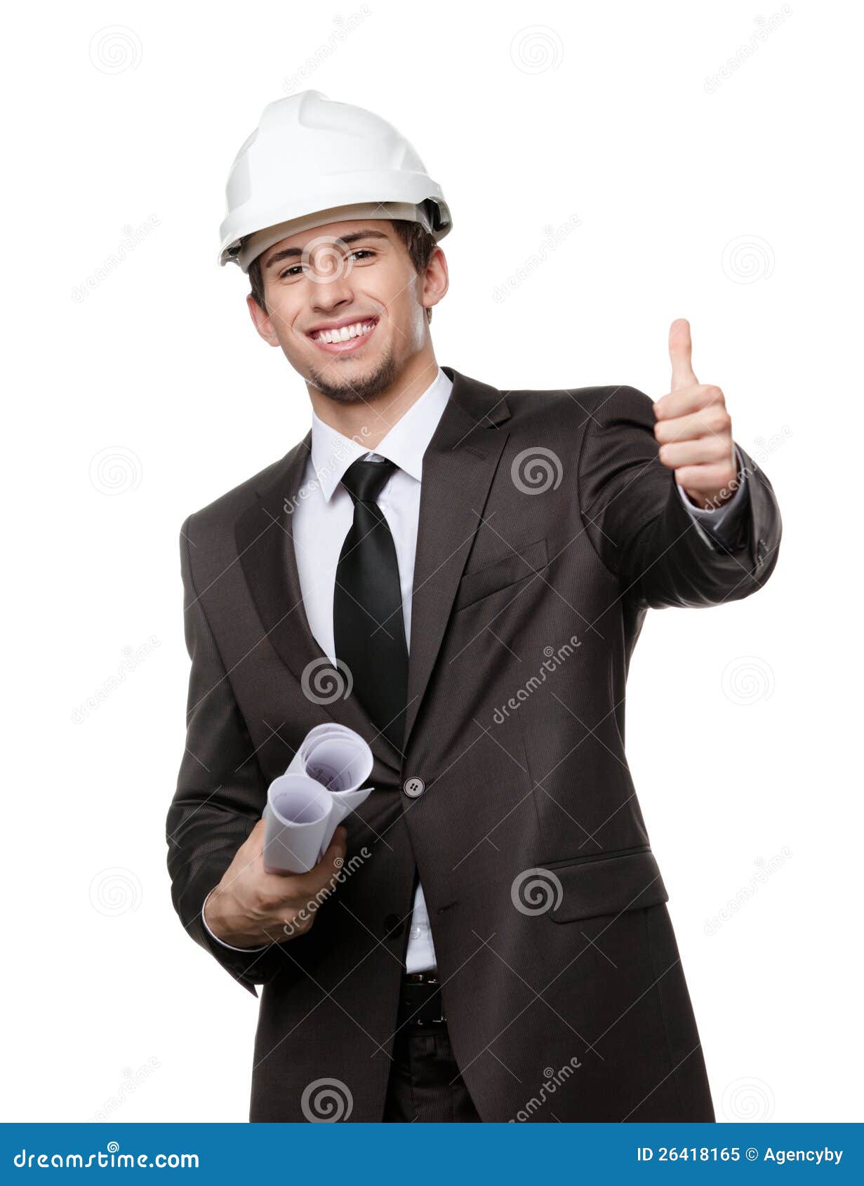 Engineer in Hard Hat Thumbs Up Stock Image - Image of business ...