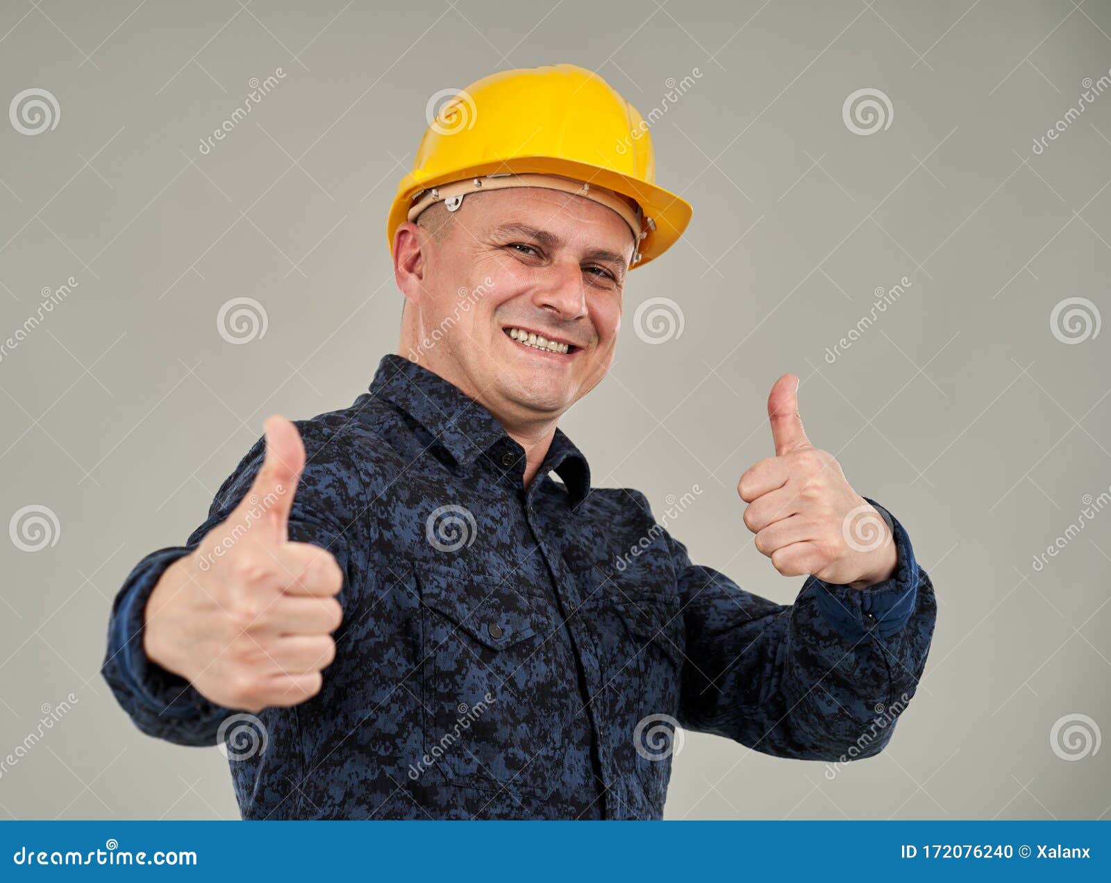 Engineer in Hard Hat Thumbs Up Stock Photo - Image of face, agreed ...