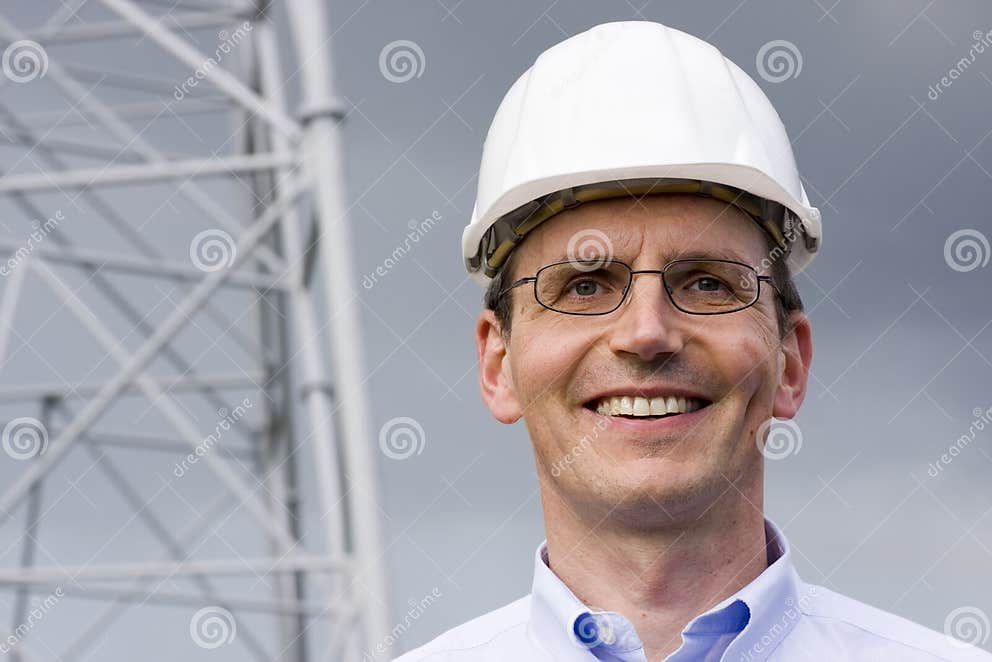 Engineer with hardhat stock image. Image of pole, engineer - 9928099