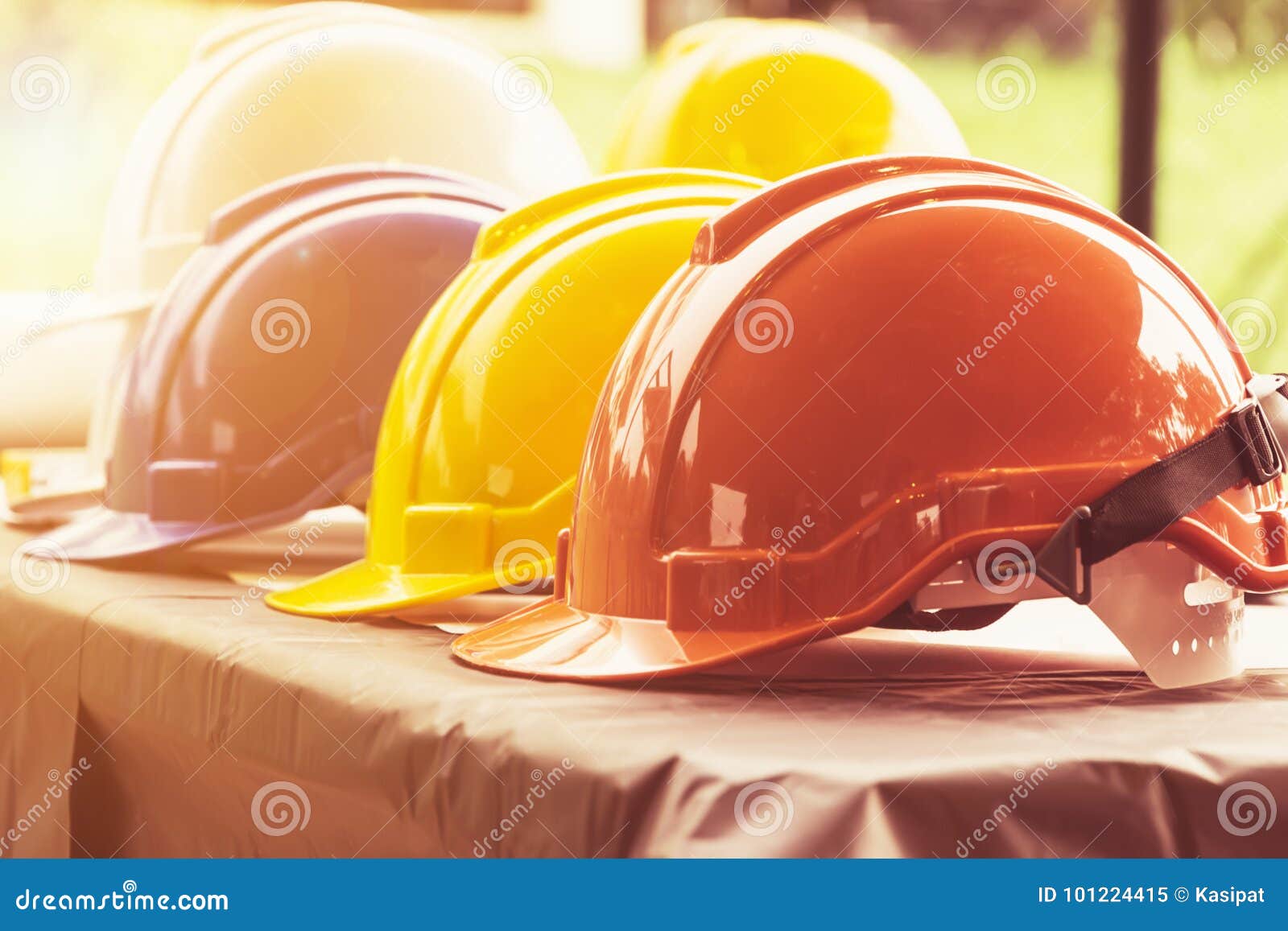 Engineer hat on the table stock image. Image of head - 101224415