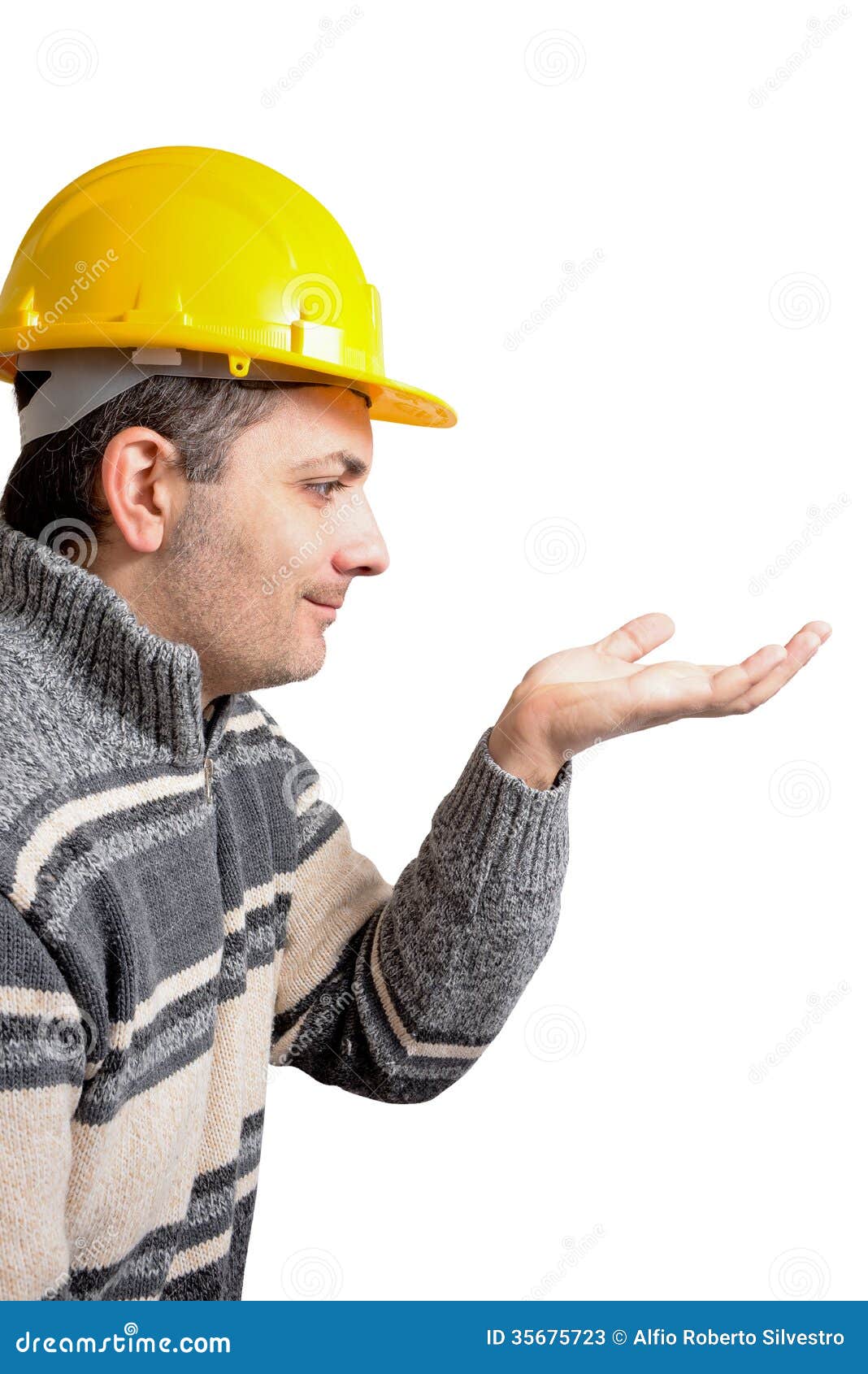 Engineer with a Helmet on His Head Stock Image - Image of confused ...