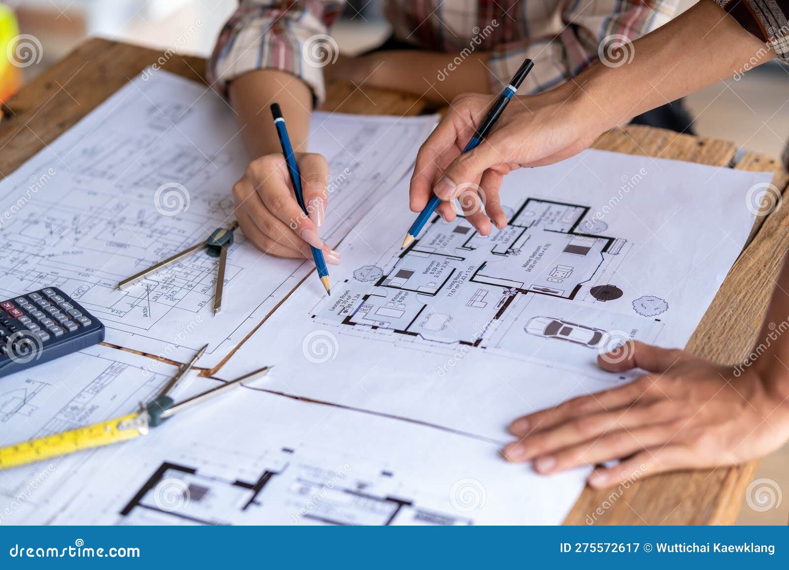 Engineer are Helping To Design Work on Blueprints, Engineer People ...