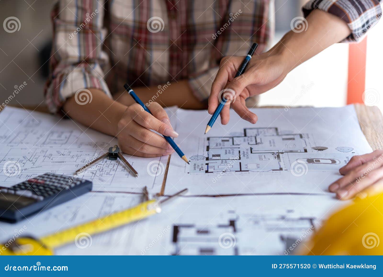 Engineer are Helping To Design Work on Blueprints, Engineer People ...
