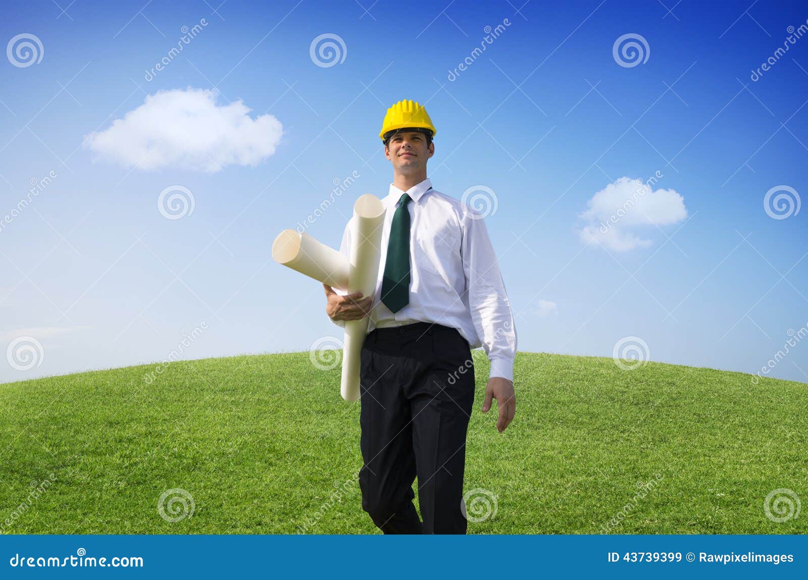Engineer on the Hill with a Paperwork Stock Image - Image of hill ...