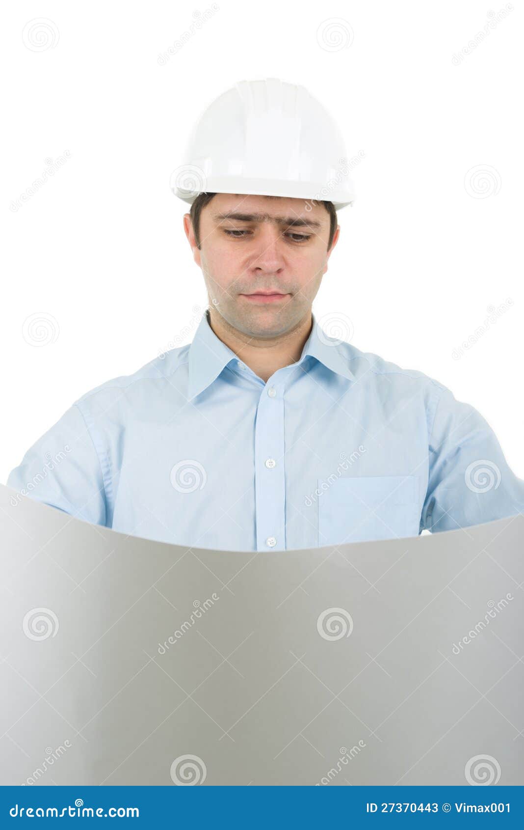 Engineer holding blueprint stock image. Image of hardhat - 27370443