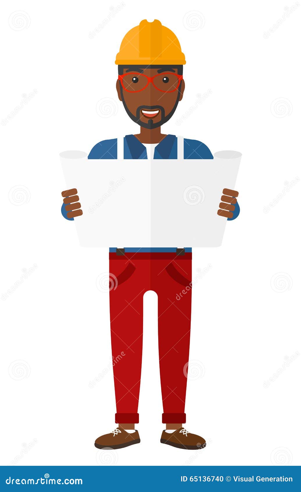 Engineer holding blueprint stock vector. Illustration of adult - 65136740