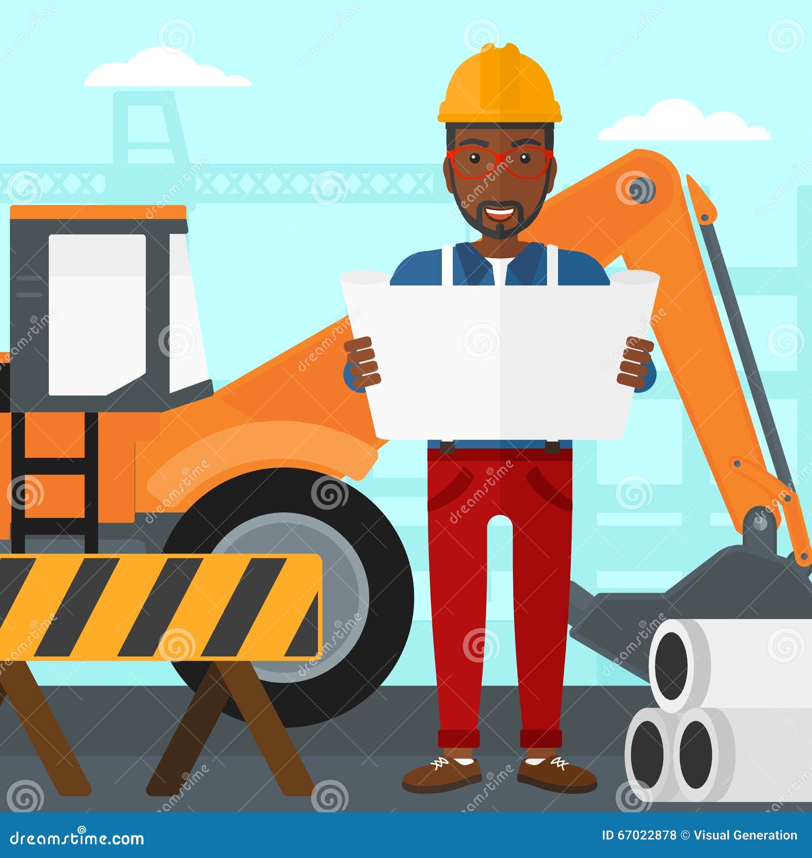 Engineer Holding a Blueprint. Stock Vector - Illustration of draftsman ...