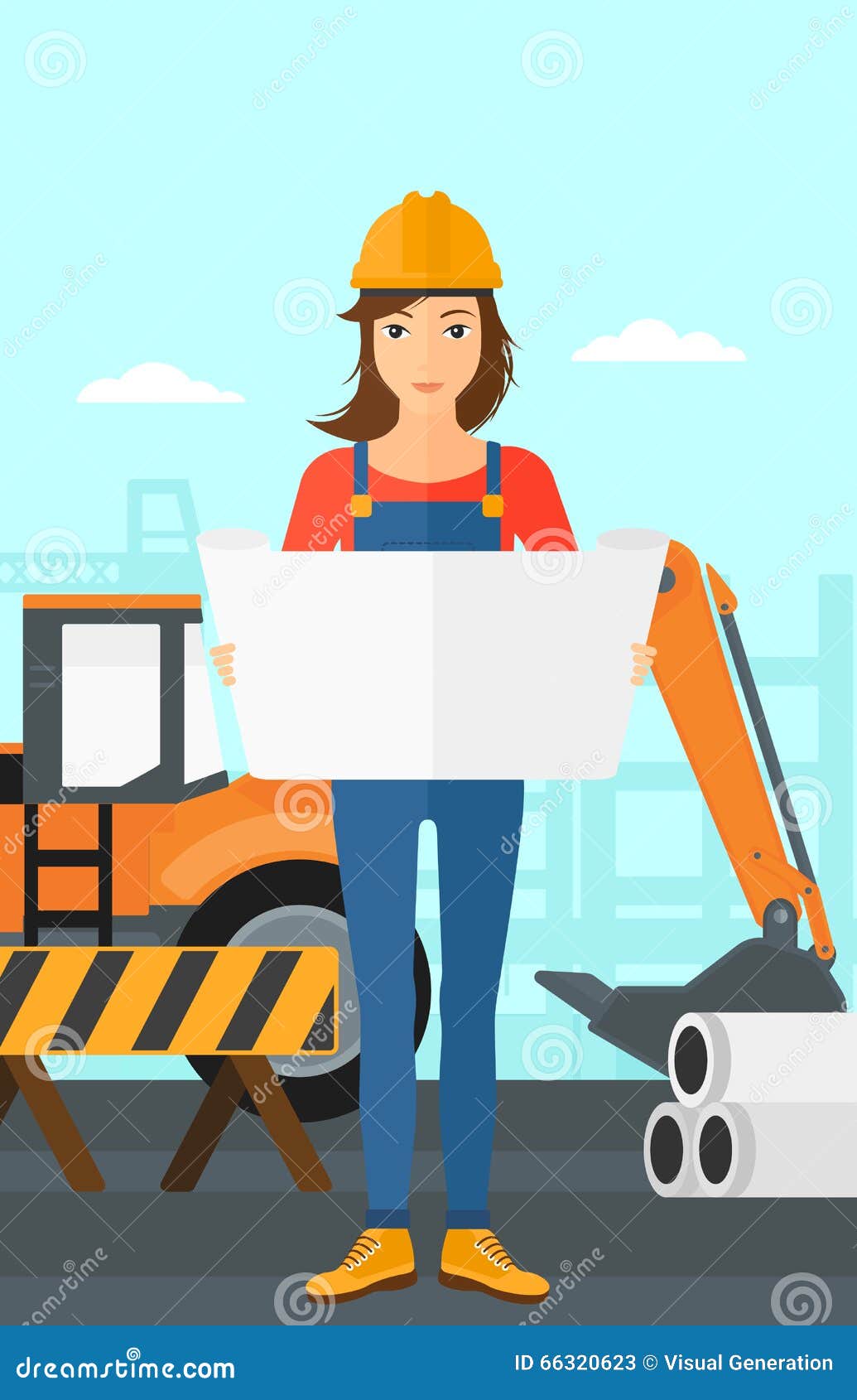 Engineer Holding a Blueprint. Stock Vector - Illustration of flat ...