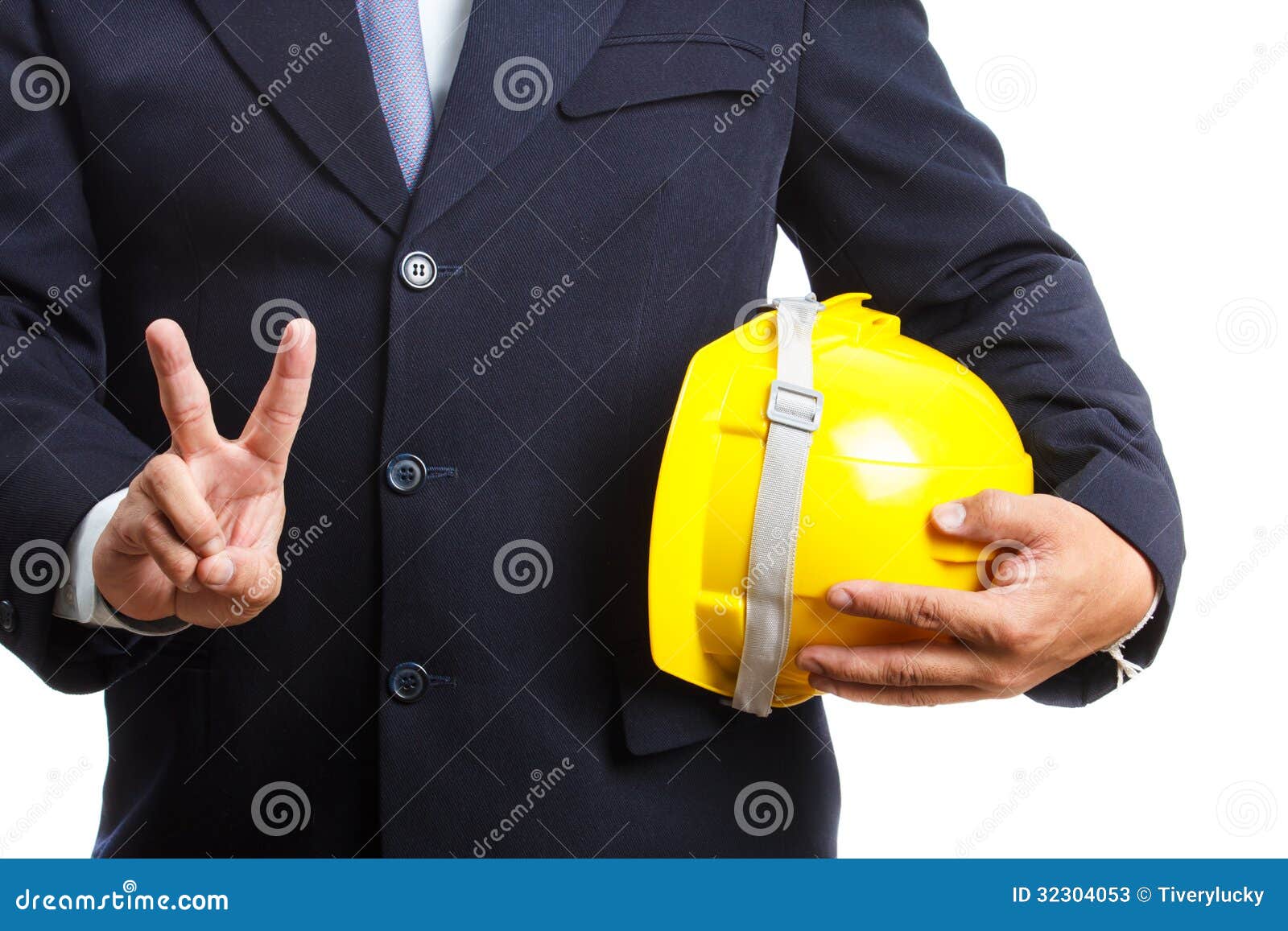 Engineer Holding Helmet on White Background Stock Image - Image of ...