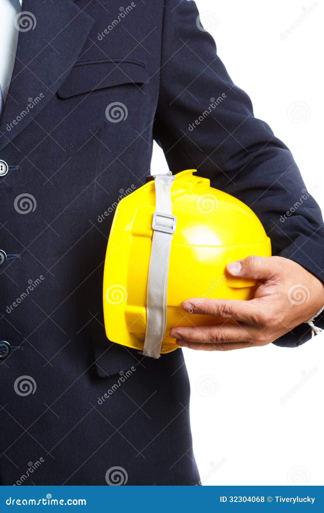 Engineer Holding Helmet on White Background Stock Photo - Image of ...