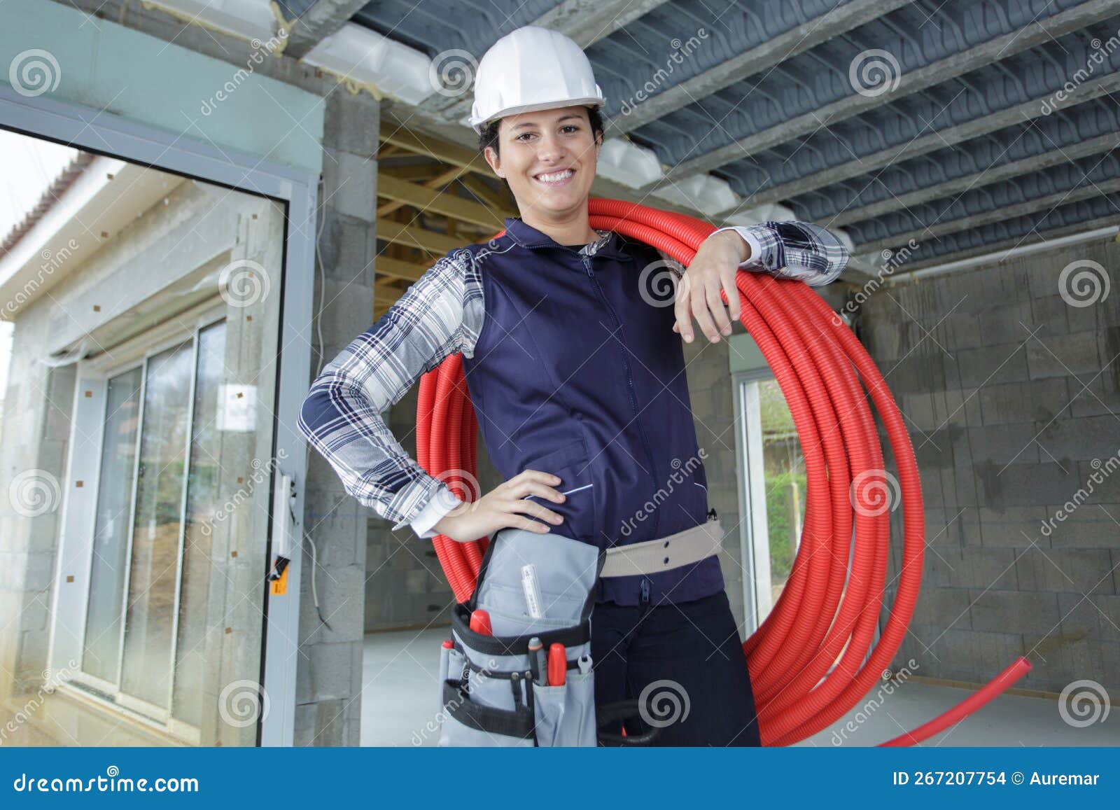 Engineer Holding Pipes in Construction Site Stock Photo - Image of ...