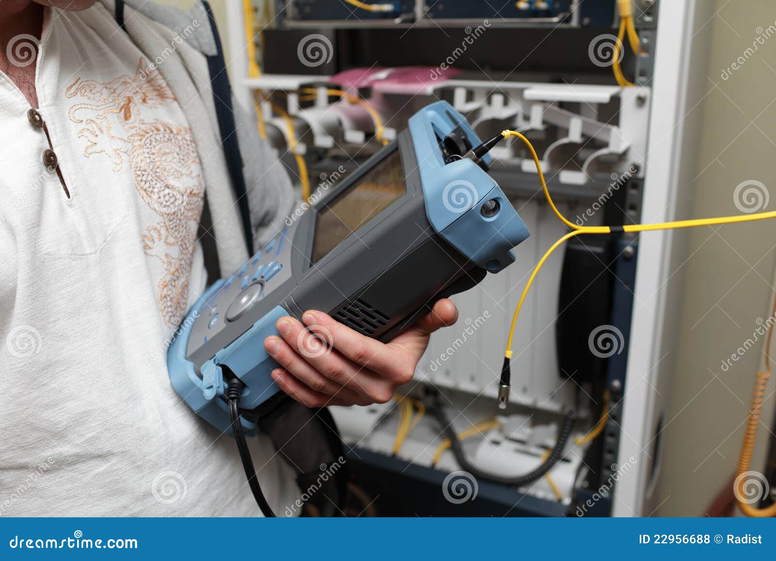 Engineer Holding Reflectometer Stock Photo - Image of repairing, person ...