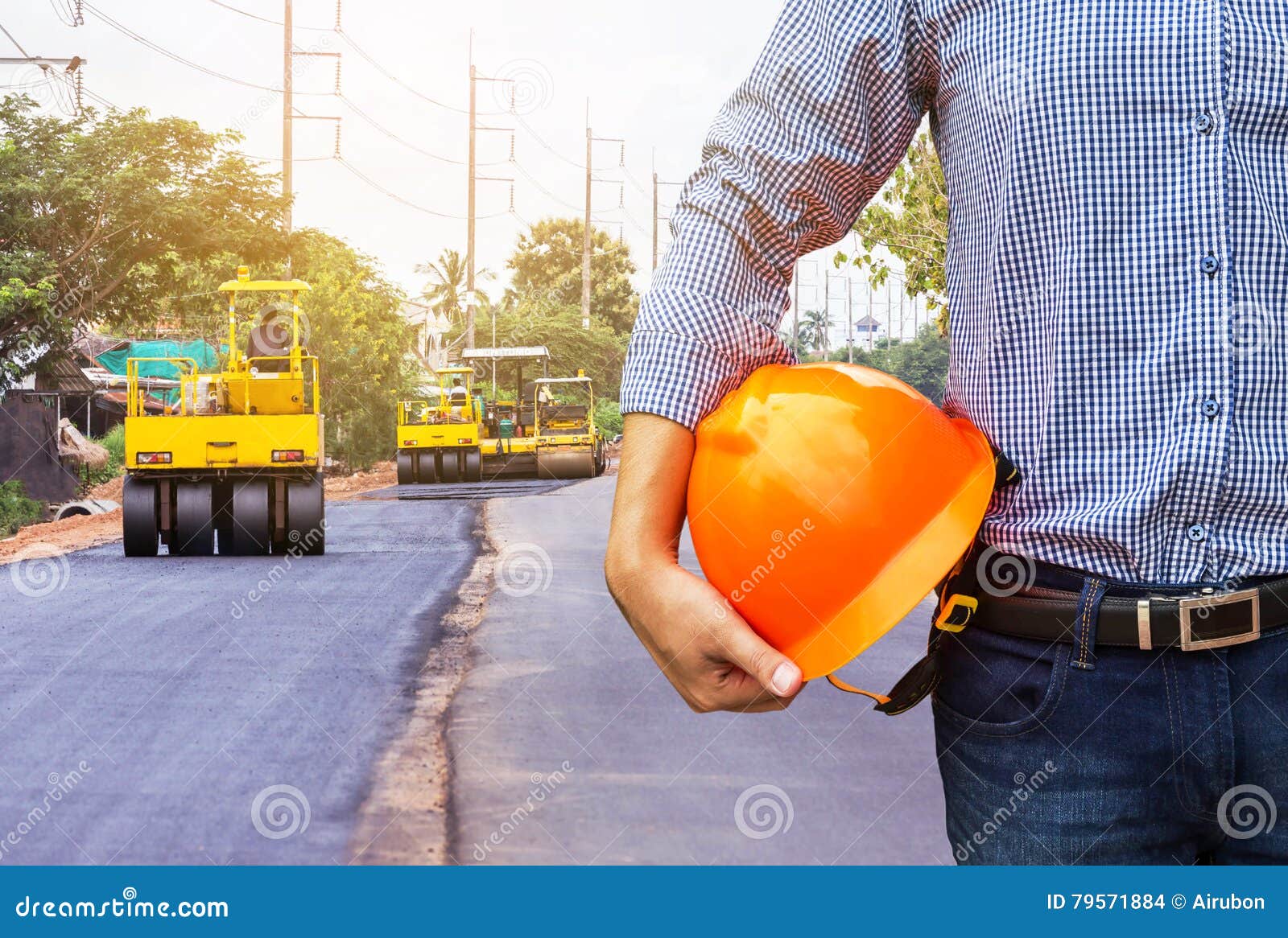 Engineer Holding Yellow Safety Helmet Working Control Commercial Cargo ...