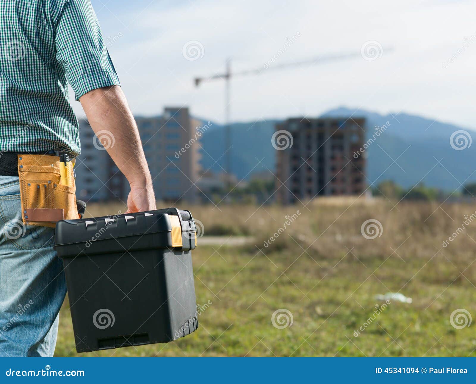 Engineer holding tool box stock photo. Image of engineering - 45341094