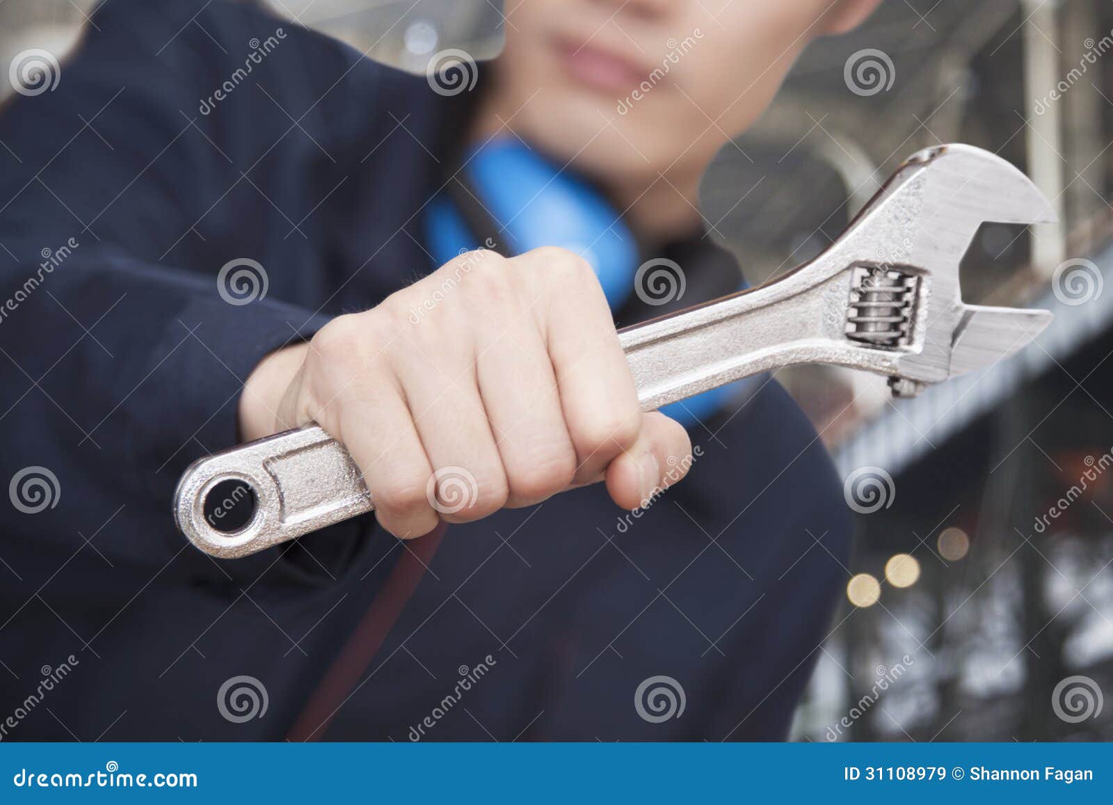 Engineer Holding a Wrench, Close-up on Wrench Stock Image - Image of ...