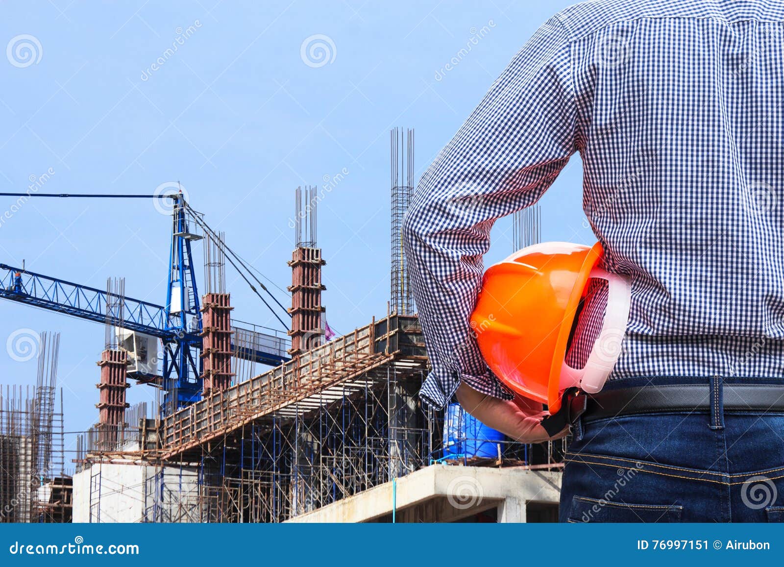 Engineer Holding Yellow Safety Helmet in Building Construction Site ...