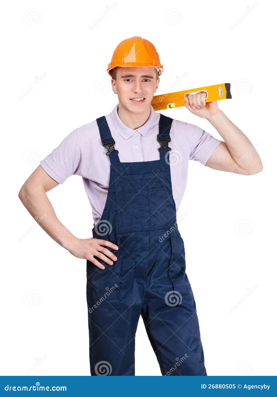 Engineer Holds Engineer S Level Stock Image - Image of adult ...