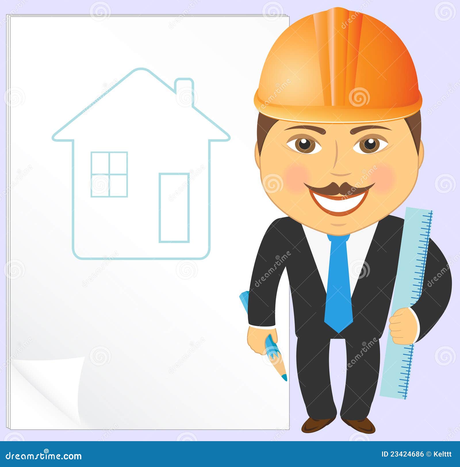 Engineer with House Project Stock Vector - Illustration of meeting ...