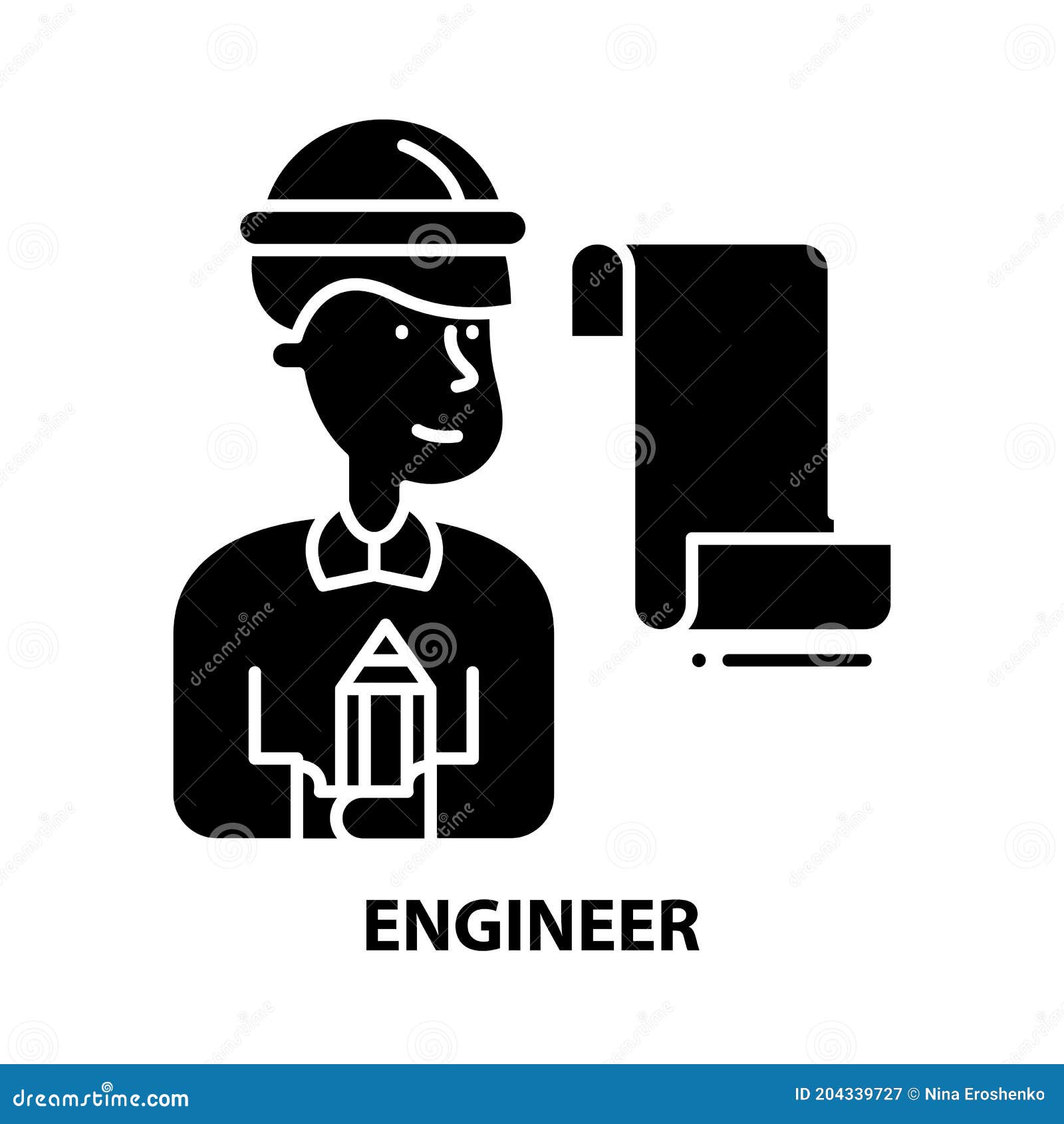 Engineer Icon, Black Vector Sign with Editable Strokes, Concept ...