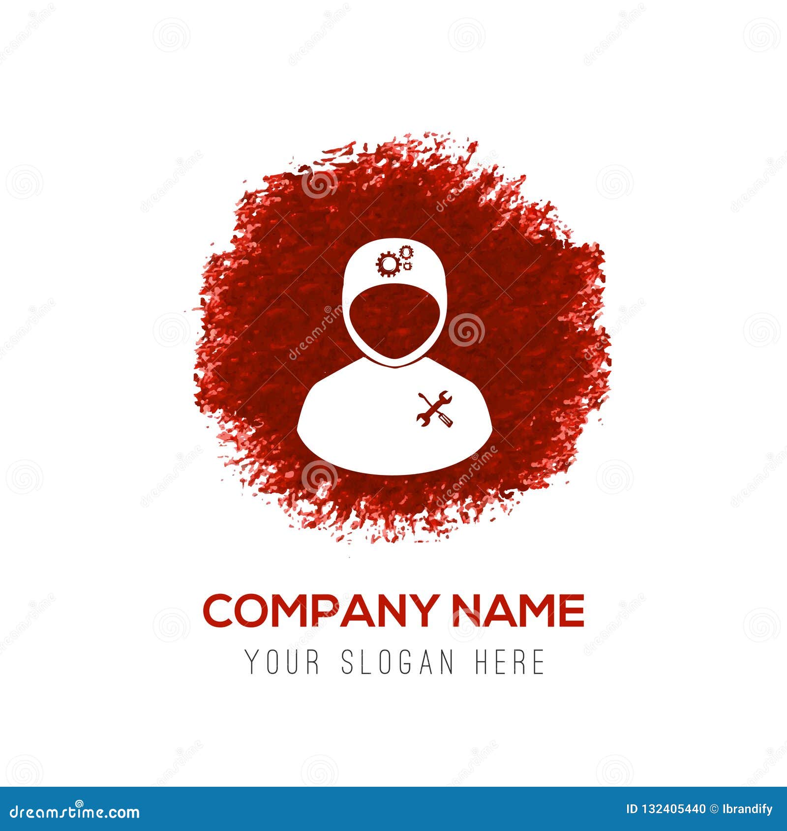 Engineer Icon - Red WaterColor Circle Splash Stock Vector ...