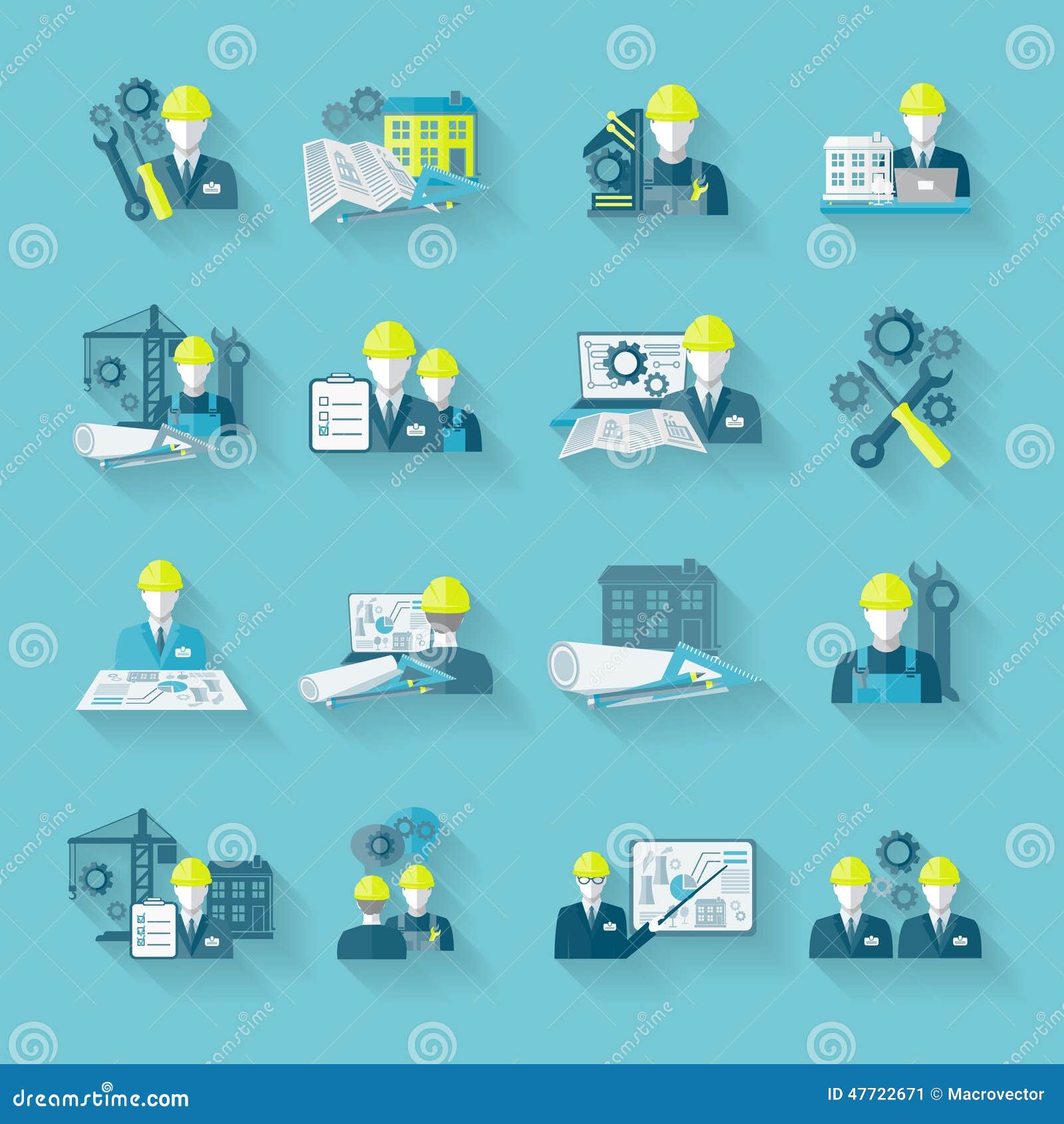 Engineer icon set stock vector. Illustration of pictogram - 47722671
