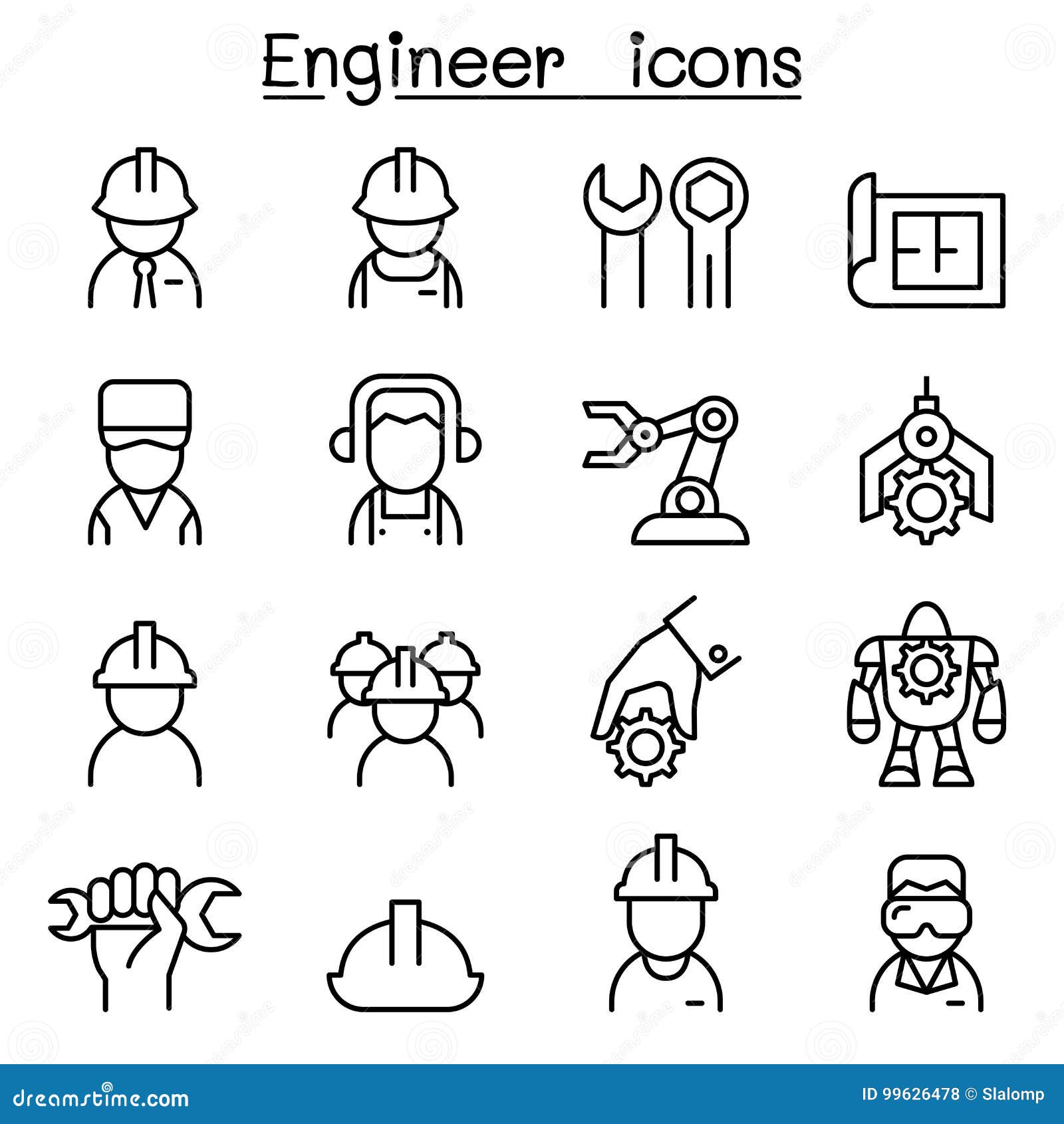 Engineer Icon Set in Thin Line Style Stock Vector - Illustration of ... Engineer Icon Set in Thin Line Style Stock Vector - Illustration of ...