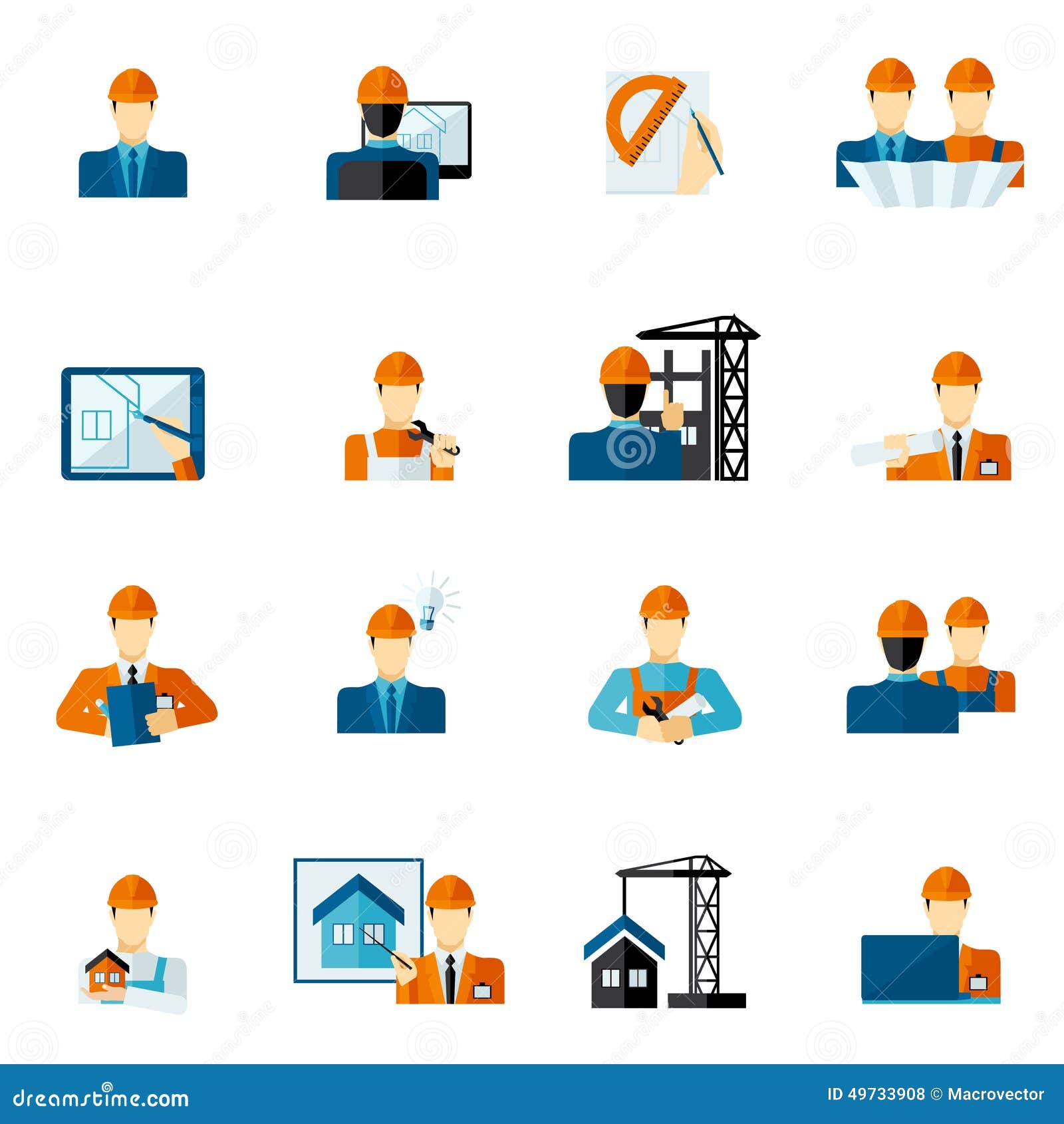Engineer Icons Flat stock vector. Illustration of labor - 49733908