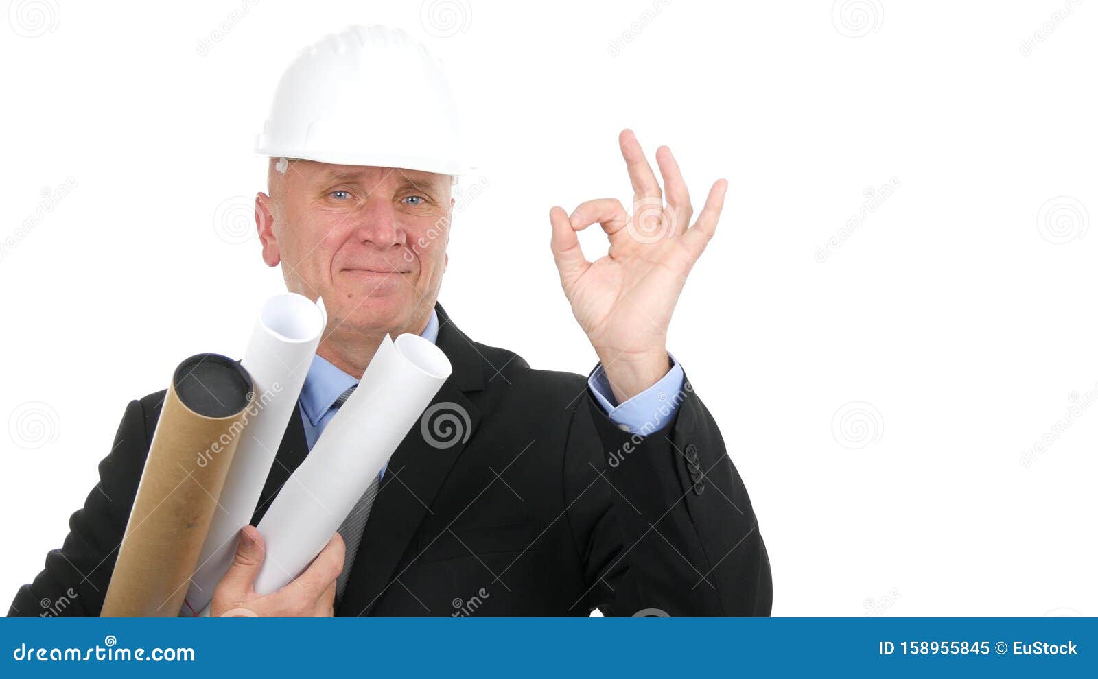 Engineer Image Smile and Make a Confident Ok Hand Gestures Stock Image ...