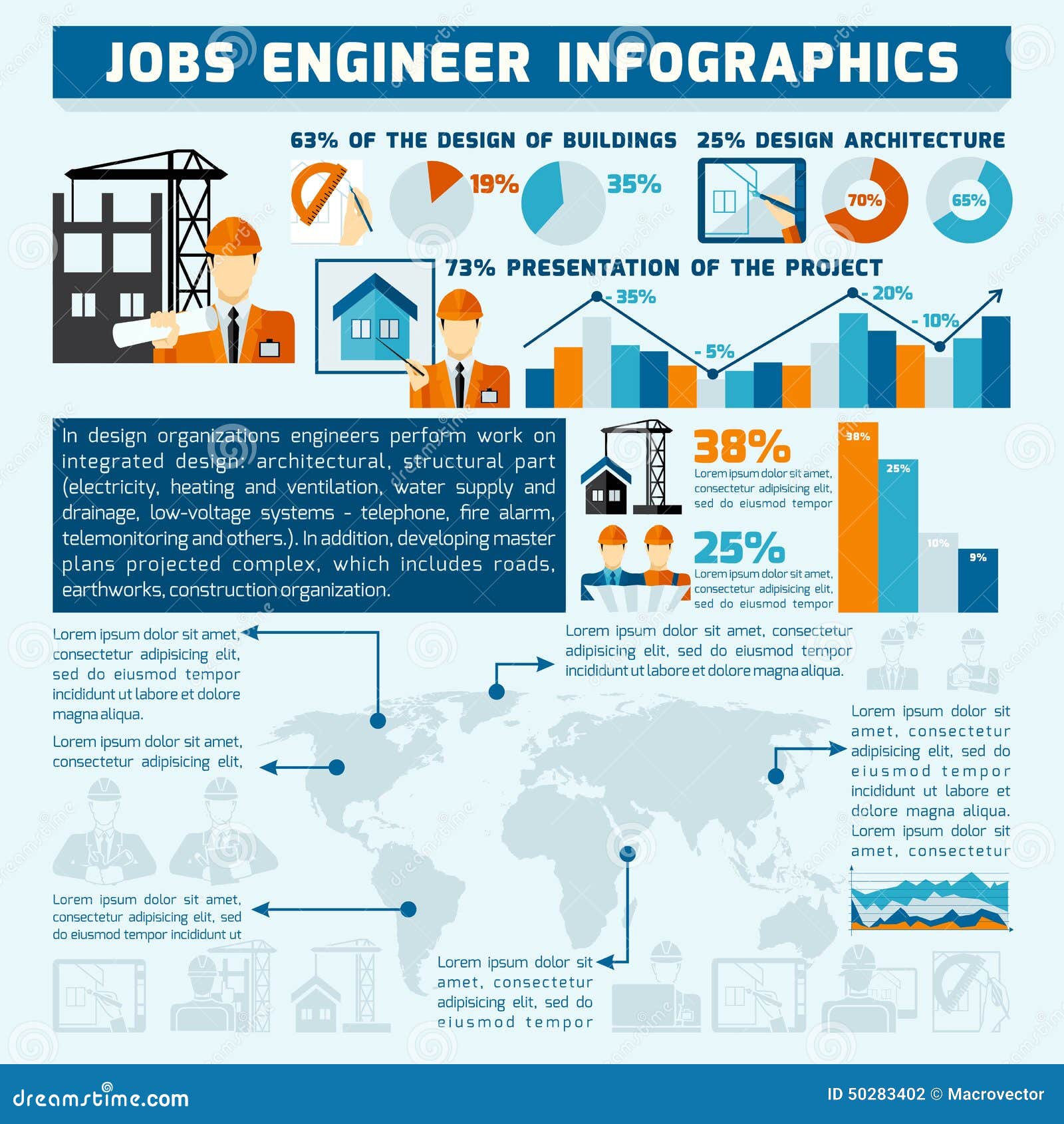 Engineer Infographics Set stock vector. Illustration of equipment ...