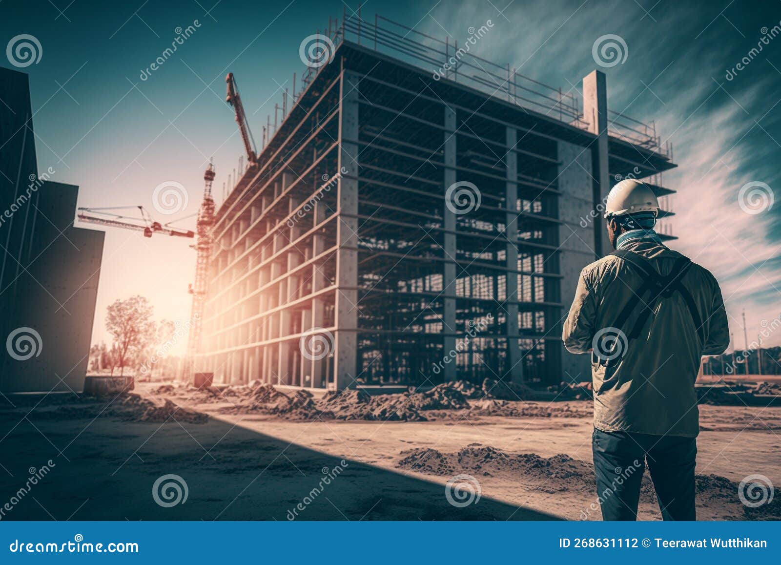 Engineer Inspecting a Building Structure Stock Illustration ...