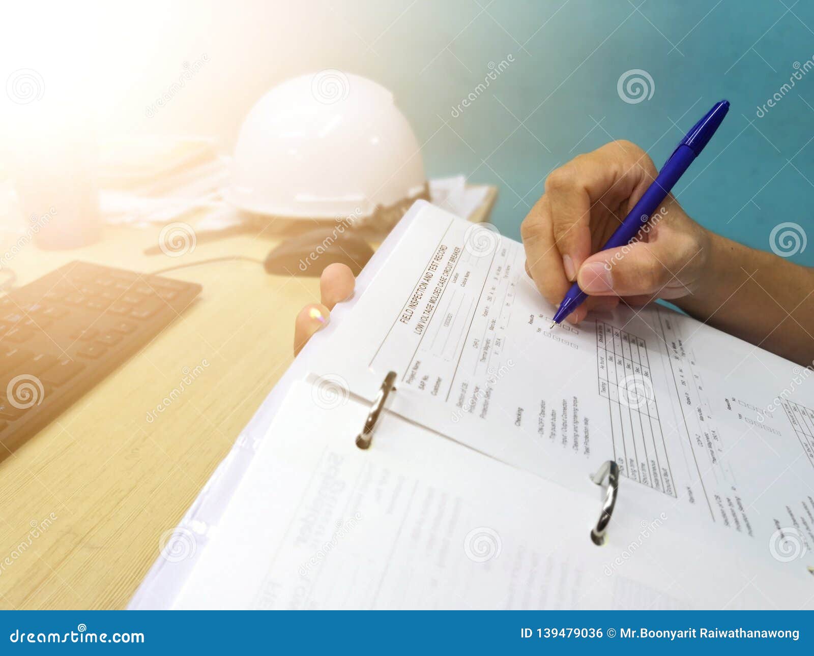 Engineer Inspecting and Checking Datasheet. Stock Photo - Image of ...