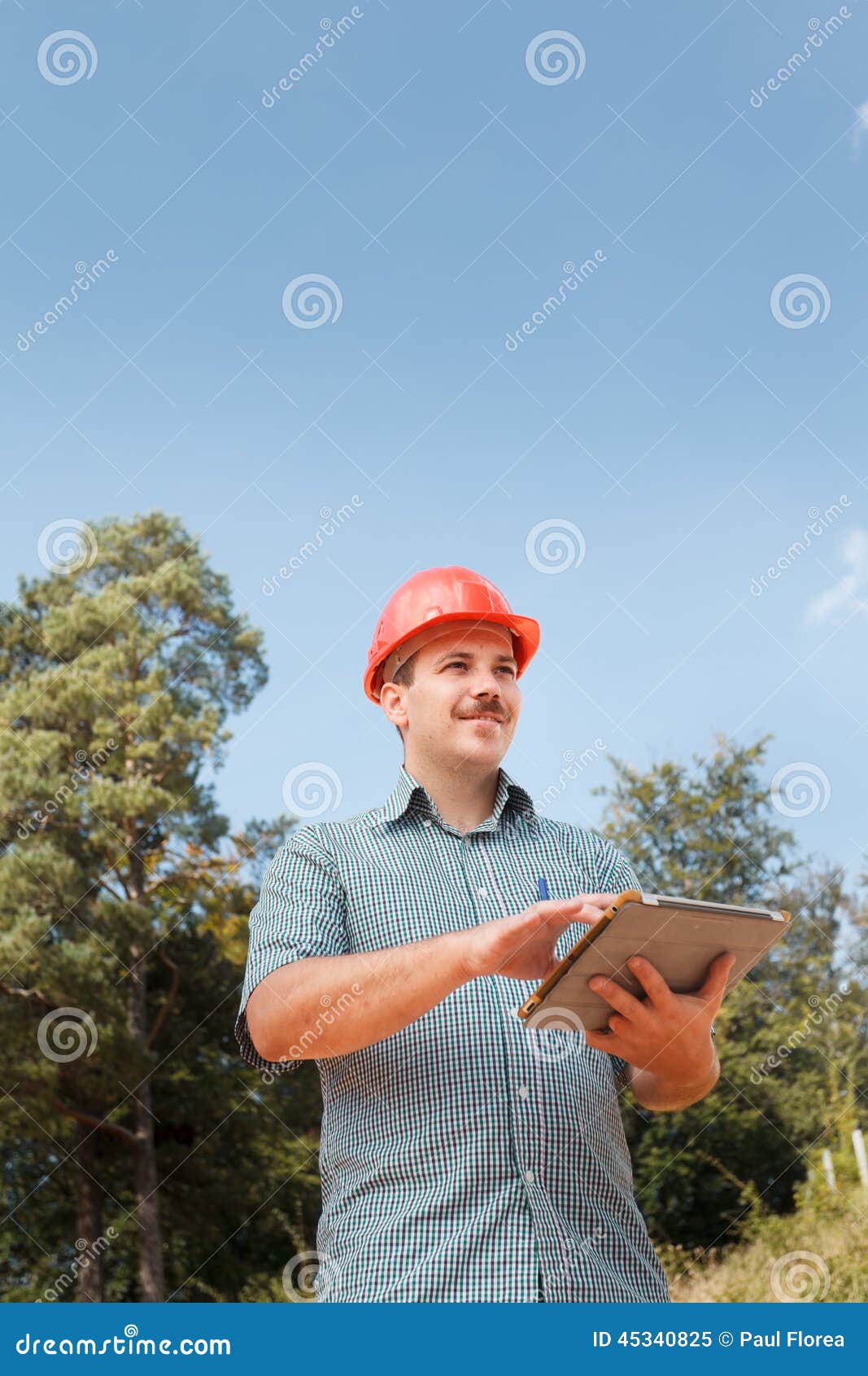 Engineer Inspecting Construction Outdoors Stock Image - Image of ...