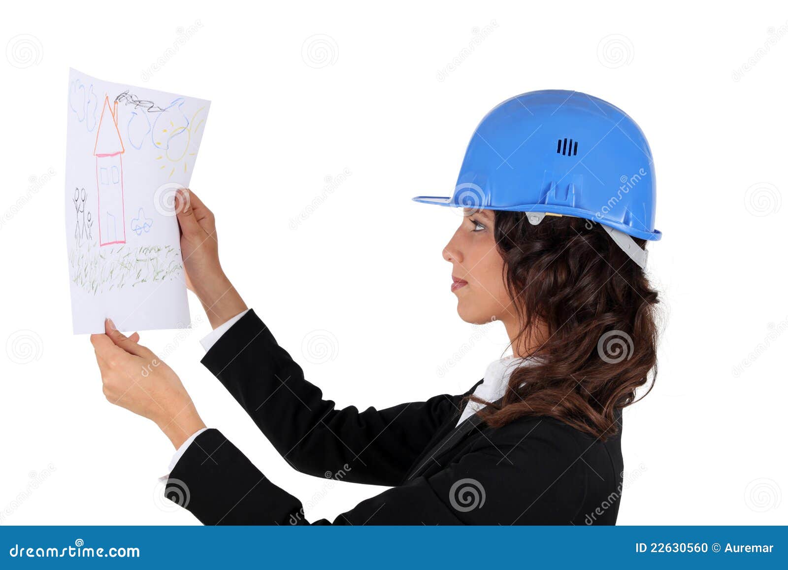 An Engineer Inspecting Drawing Stock Photo - Image of holding, hold ...