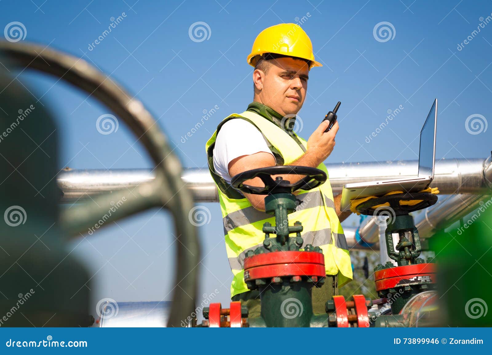 Engineer Inspecting a Valve Stock Photo - Image of industrial, manual ...