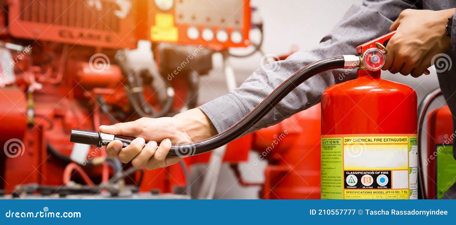 Engineer Inspection Fire Extinguisher in Control Room Stock Image ...