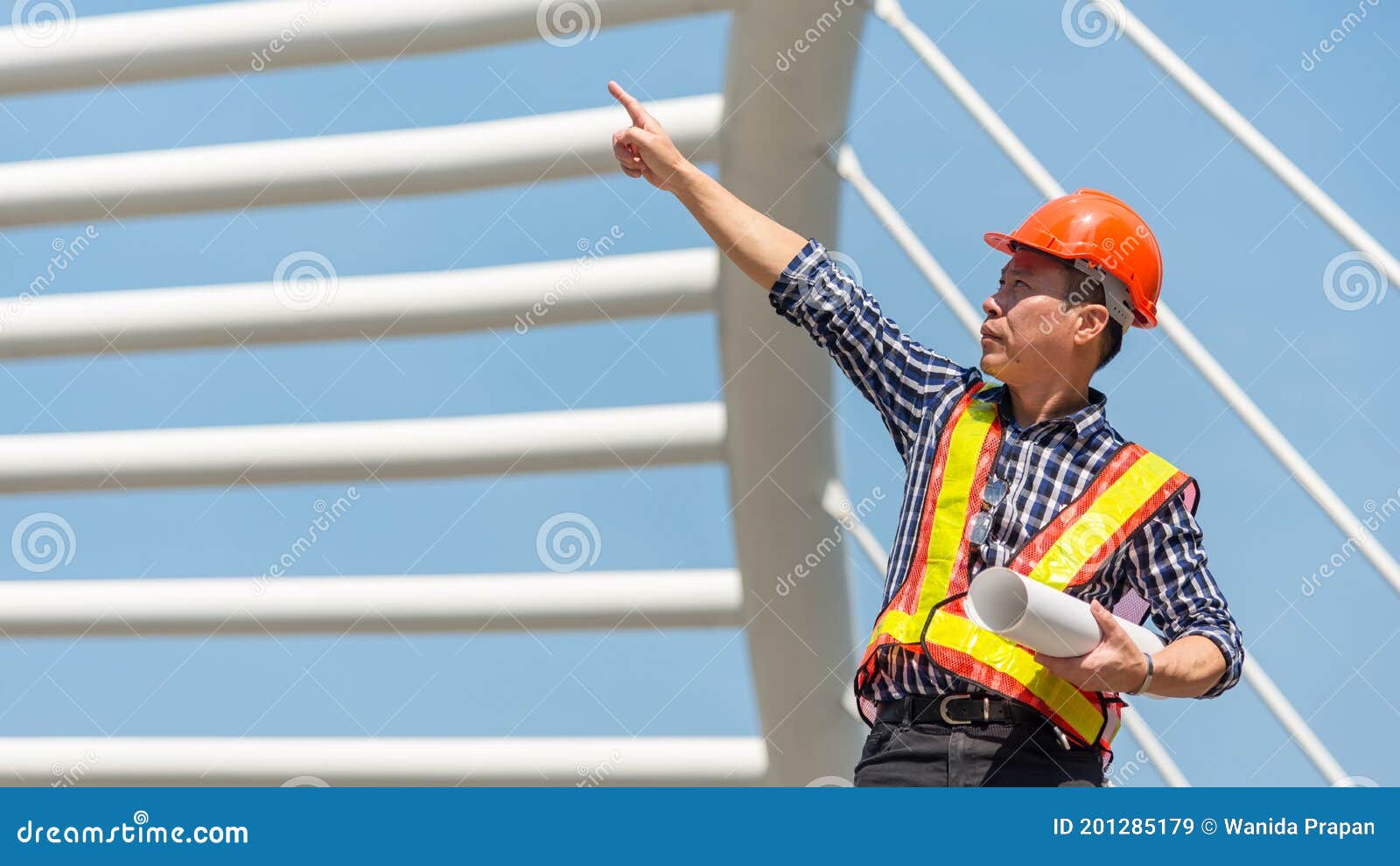 Engineer Inspector Construction Building in the Project Site. Asia Man ...
