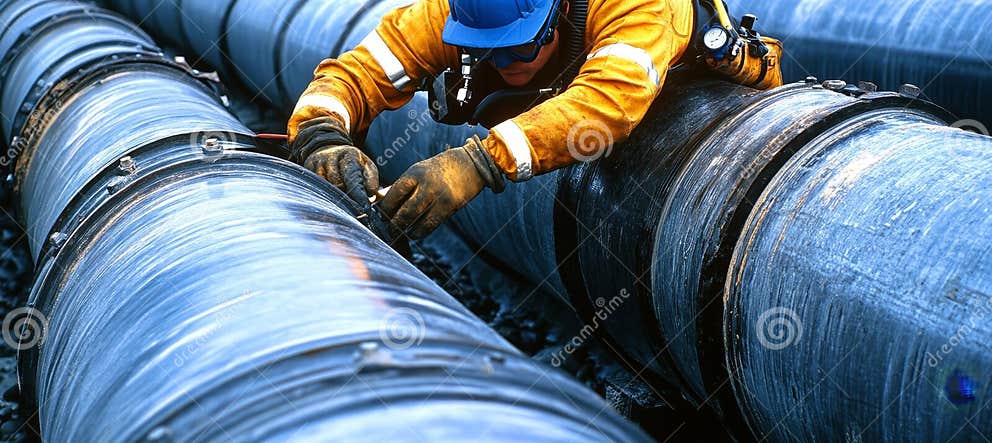 Engineer Inspects Pipeline Joints, Ensuring Structural Integrity and ...