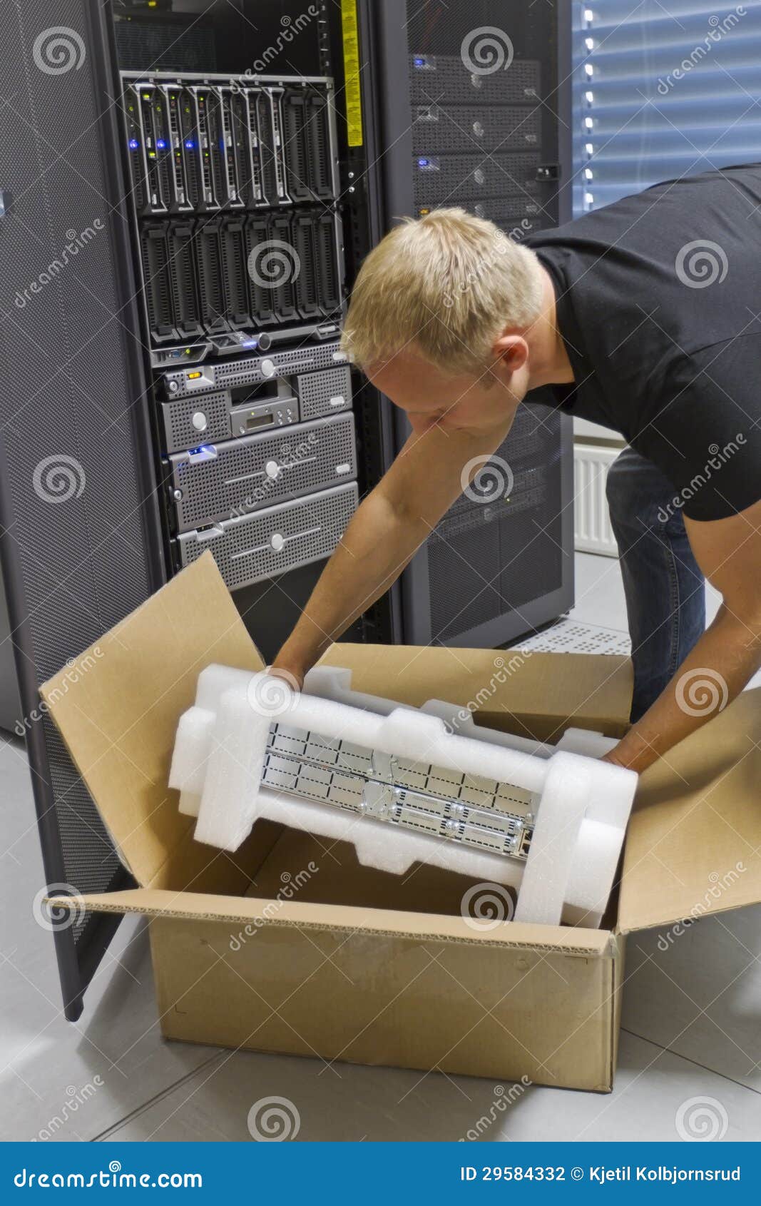 It Engineer Installing New Router Stock Photo - Image of packing, data ...